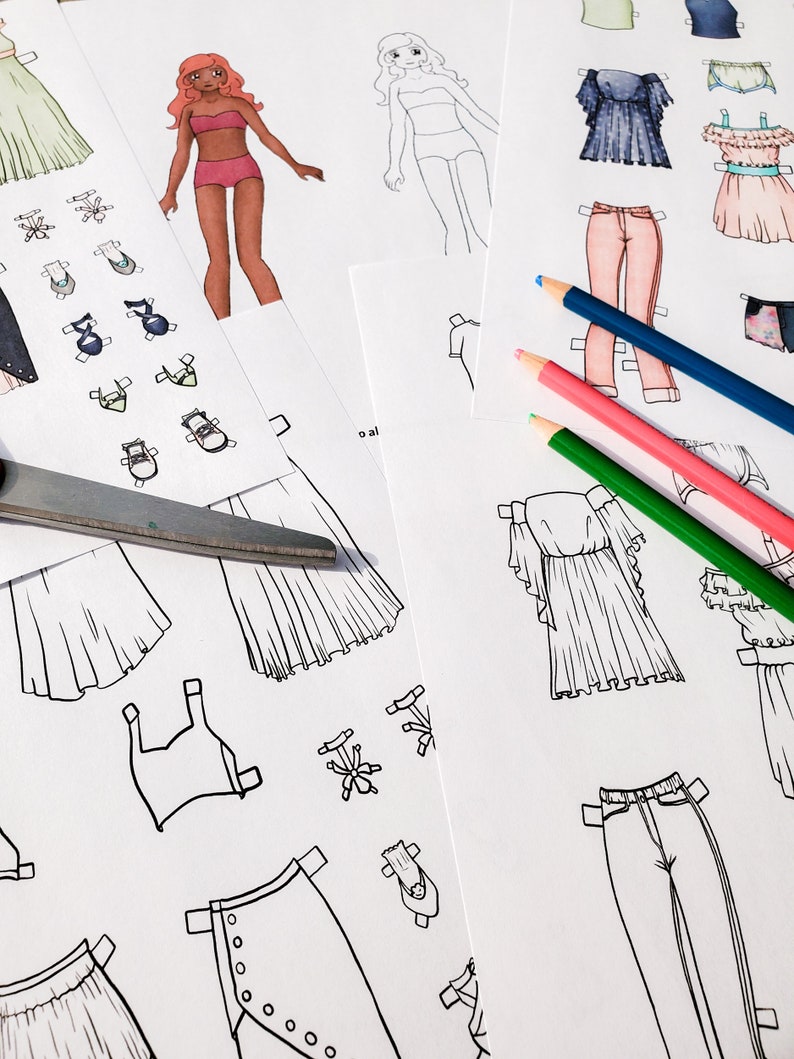 Paper Doll Print & Color - Summer Collection - Etsy