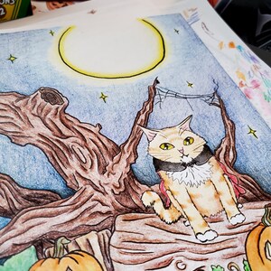 Vampire Cat Halloween Coloring Page - Printable - Etsy