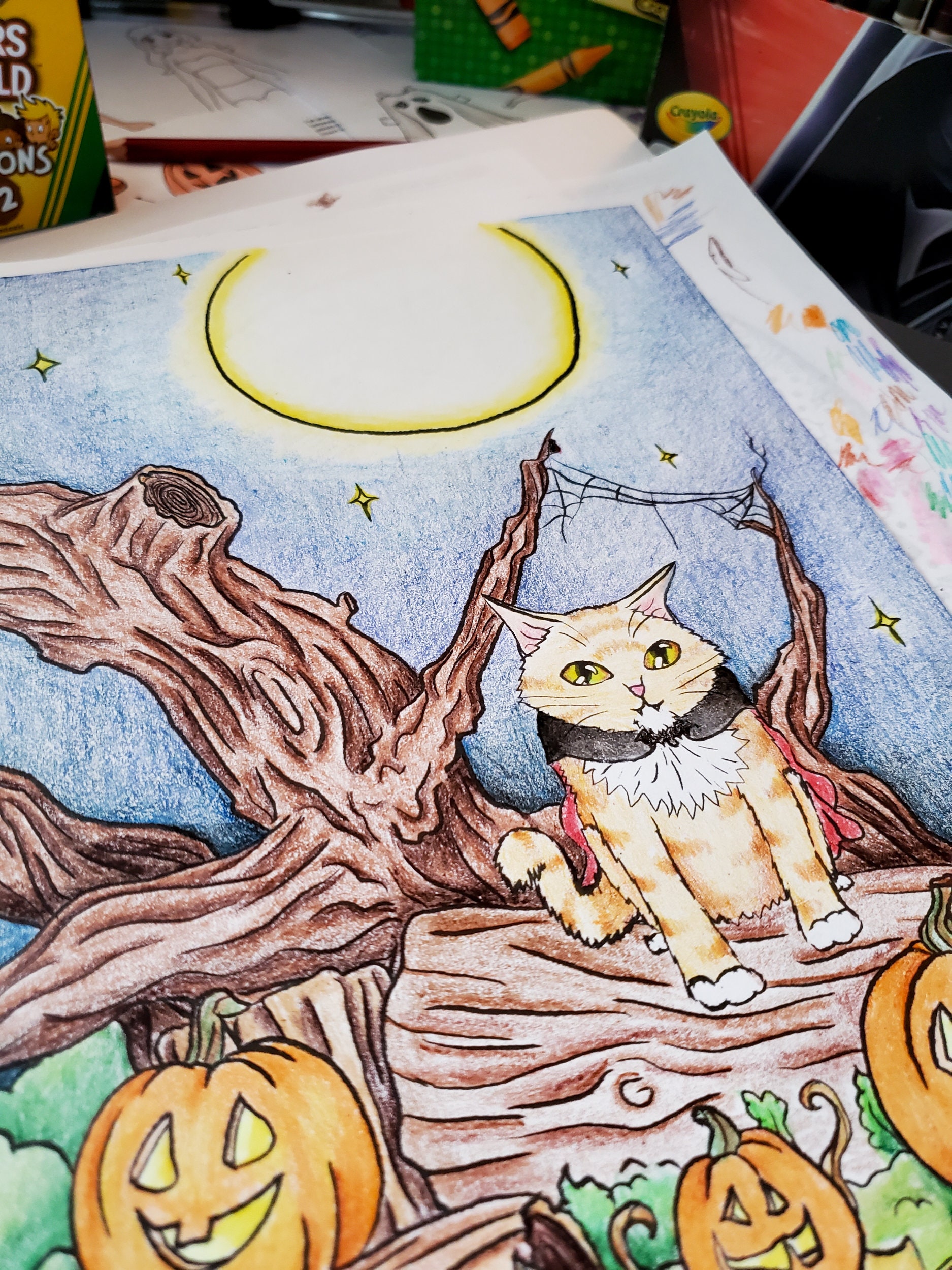 Vampire Cat Halloween Coloring Page - Printable - Etsy