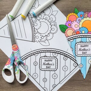 Printable Mother's Day Card - Bouquet of Flowers Coloring Card - Etsy