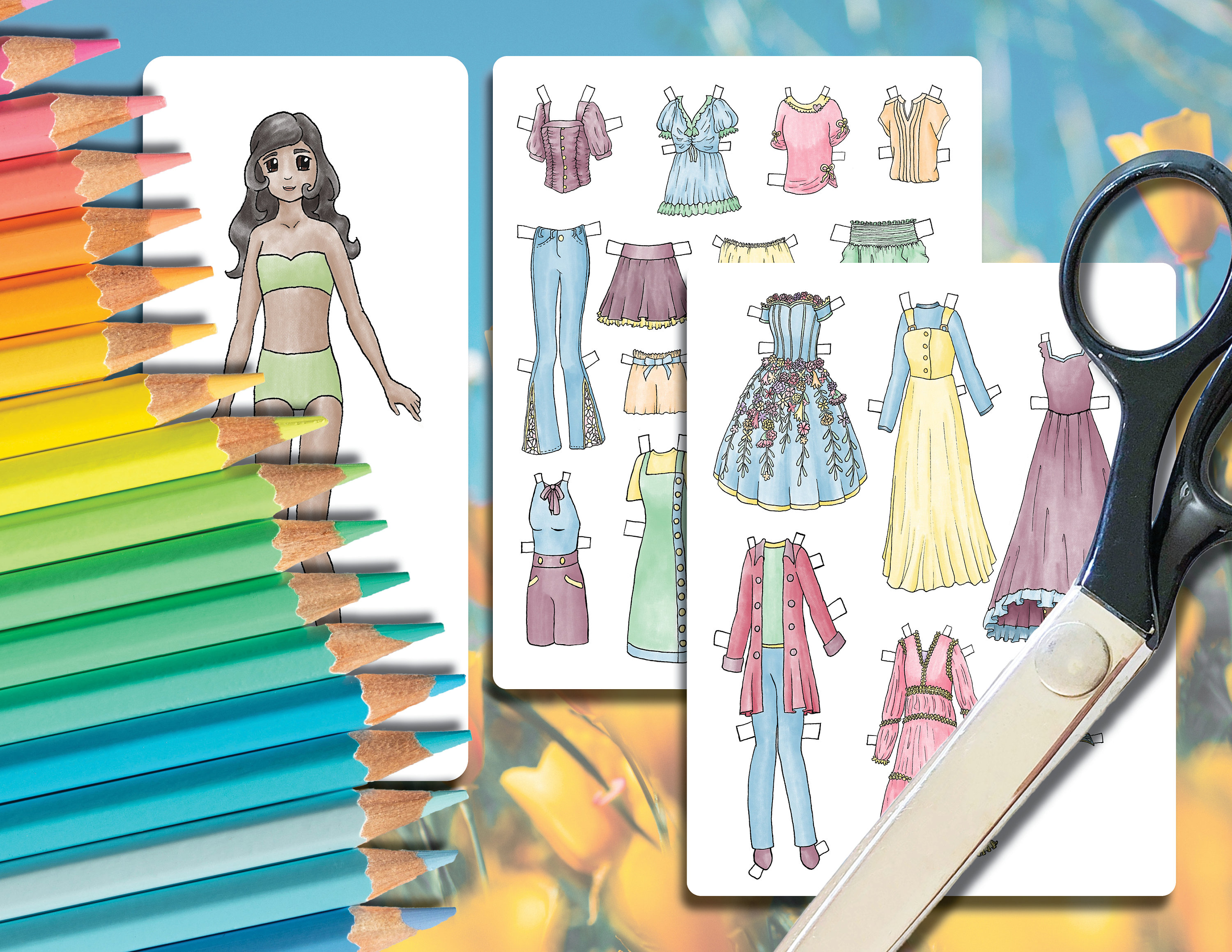 Printable Paper Doll Coloring Spring Set Digital Download - Etsy Canada