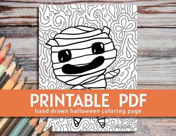 Adorable Halloween Mummy Coloring Page Printable - Etsy