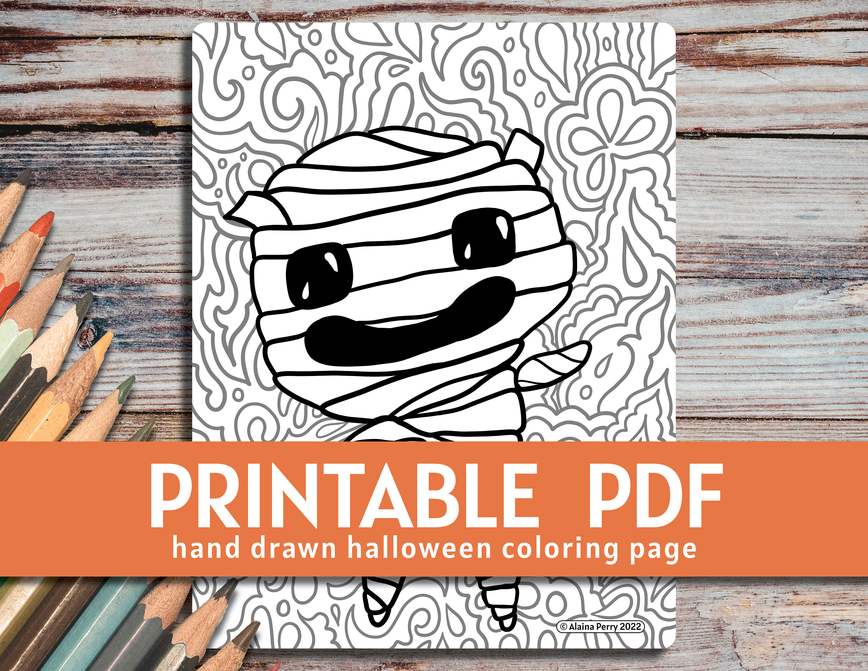 Adorable Halloween Mummy Coloring Page - Printable - Etsy