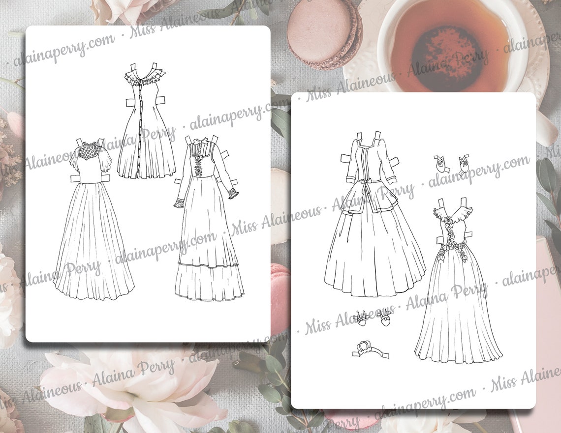 Paper Doll Print & Color Frilly Collection - Etsy