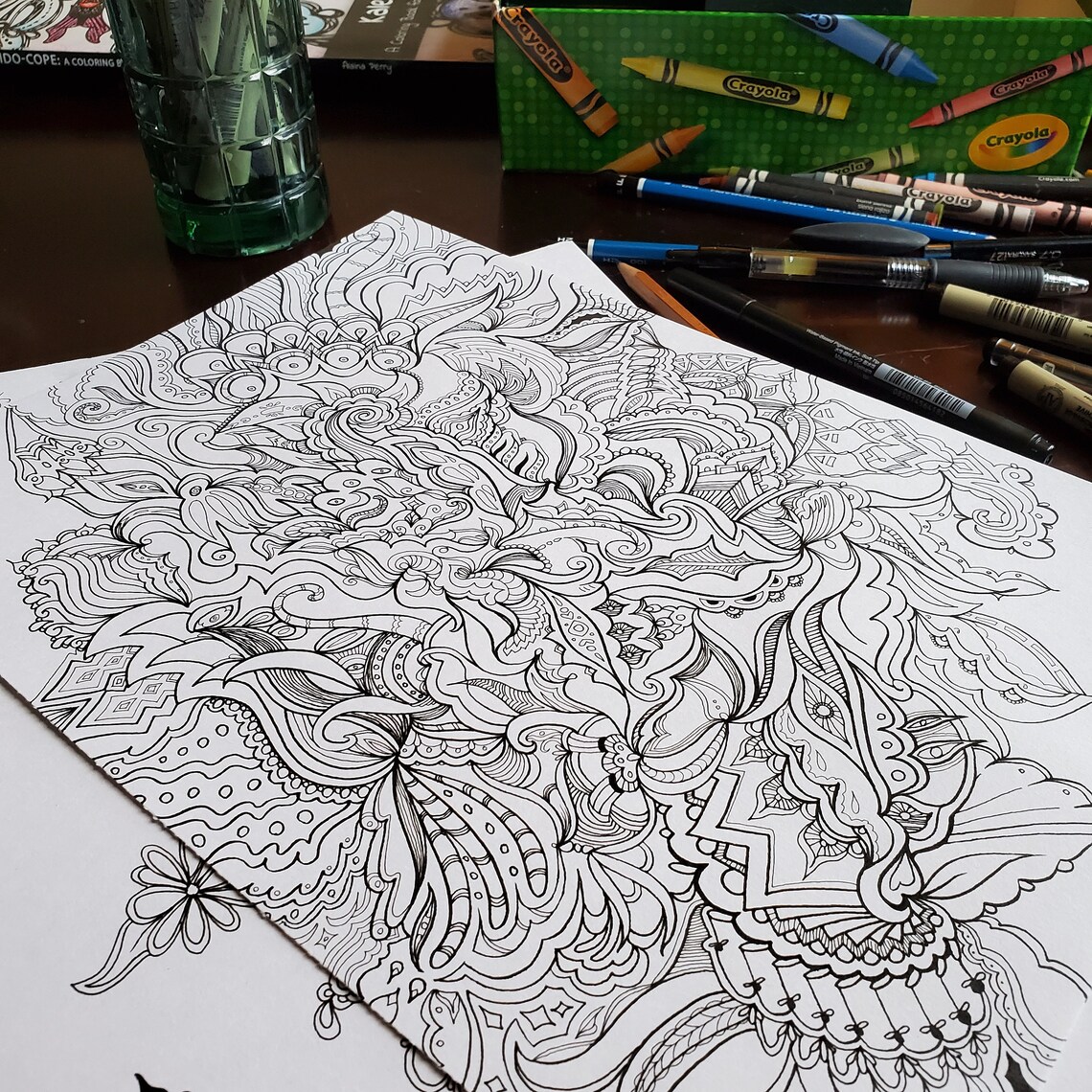 Complex Doodle Adult Coloring Page - Etsy