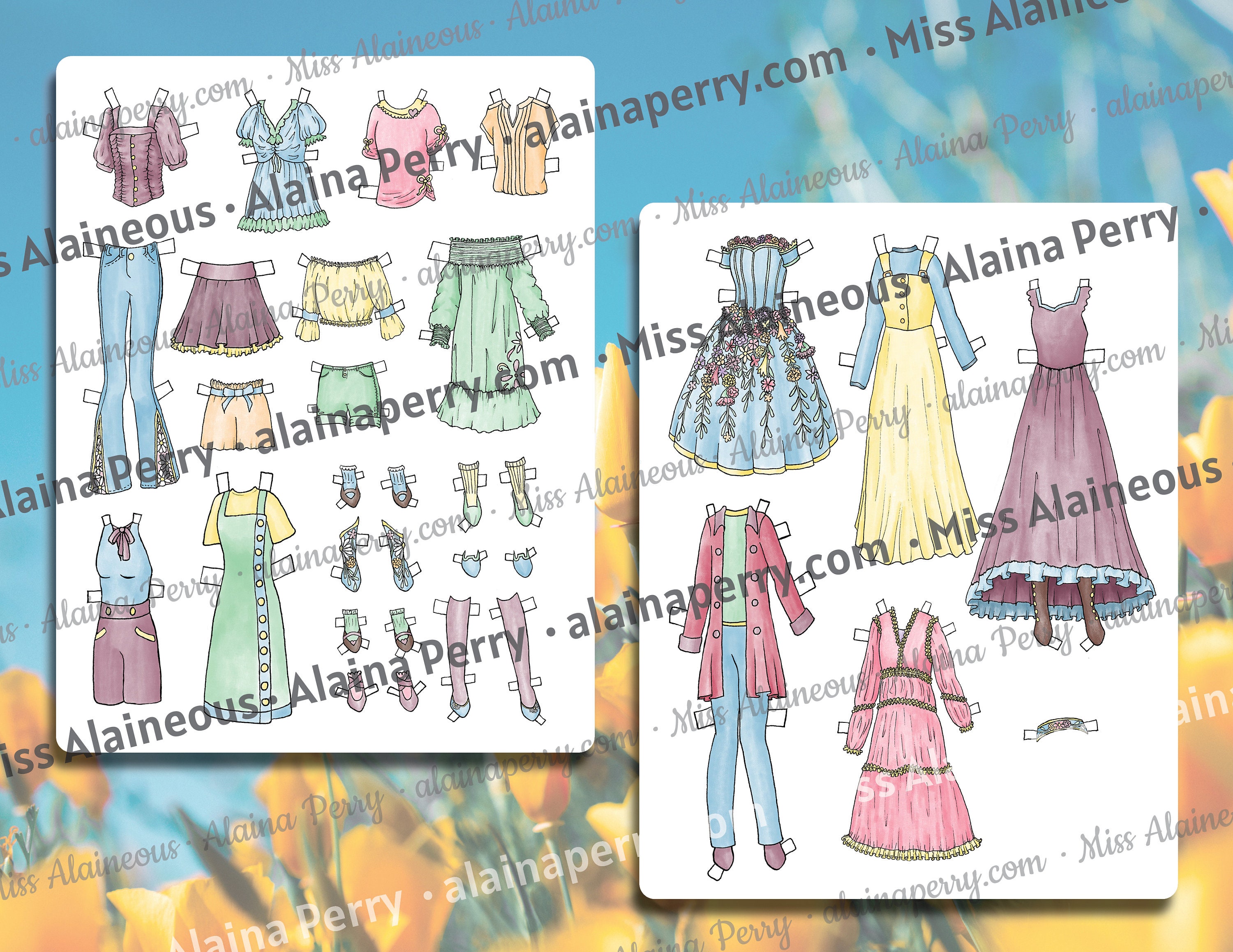 Printable Paper Doll Coloring Spring Set Digital Download - Etsy Canada