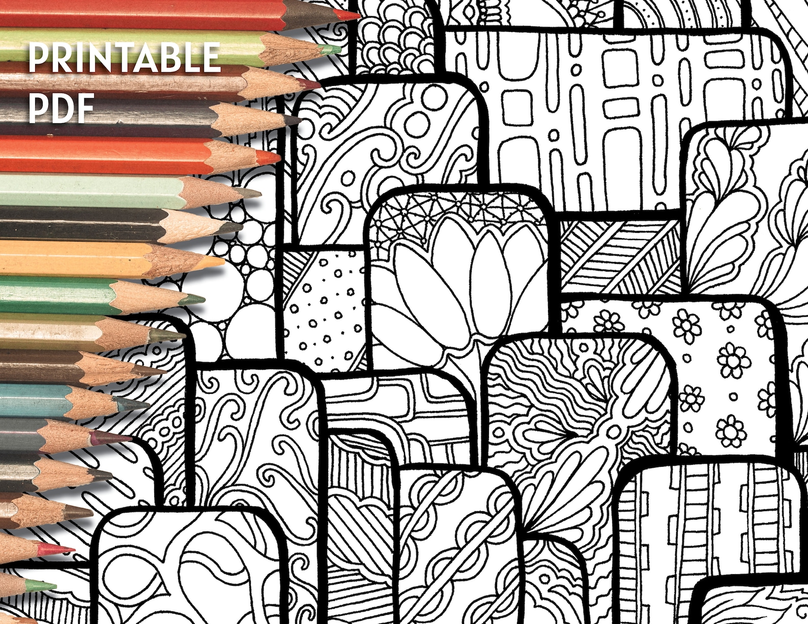 Doodle Coloring Page - Adult Coloring Digital Download - Etsy