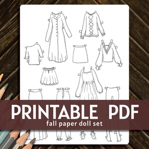 Fall Paper Doll Printable Coloring Pages - Digital Download - Etsy