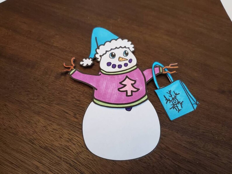 Christmas Snowman Paper Doll Kids Activity - Etsy