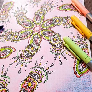 Funky Spiral Mandala Coloring Page Printable - Etsy