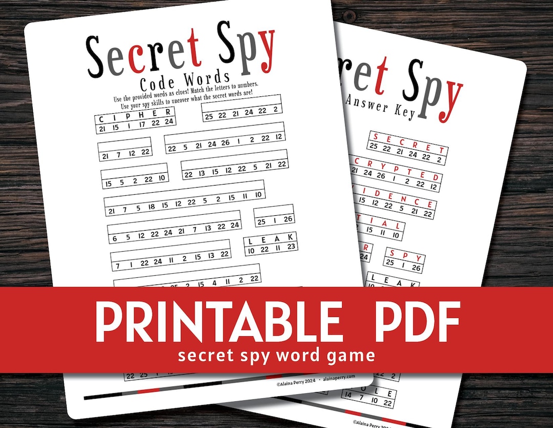 Secret Spy Word Game - Printable - Etsy
