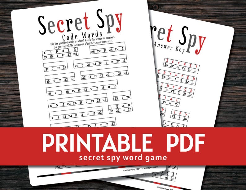 Secret Spy Word Game - Printable - Etsy