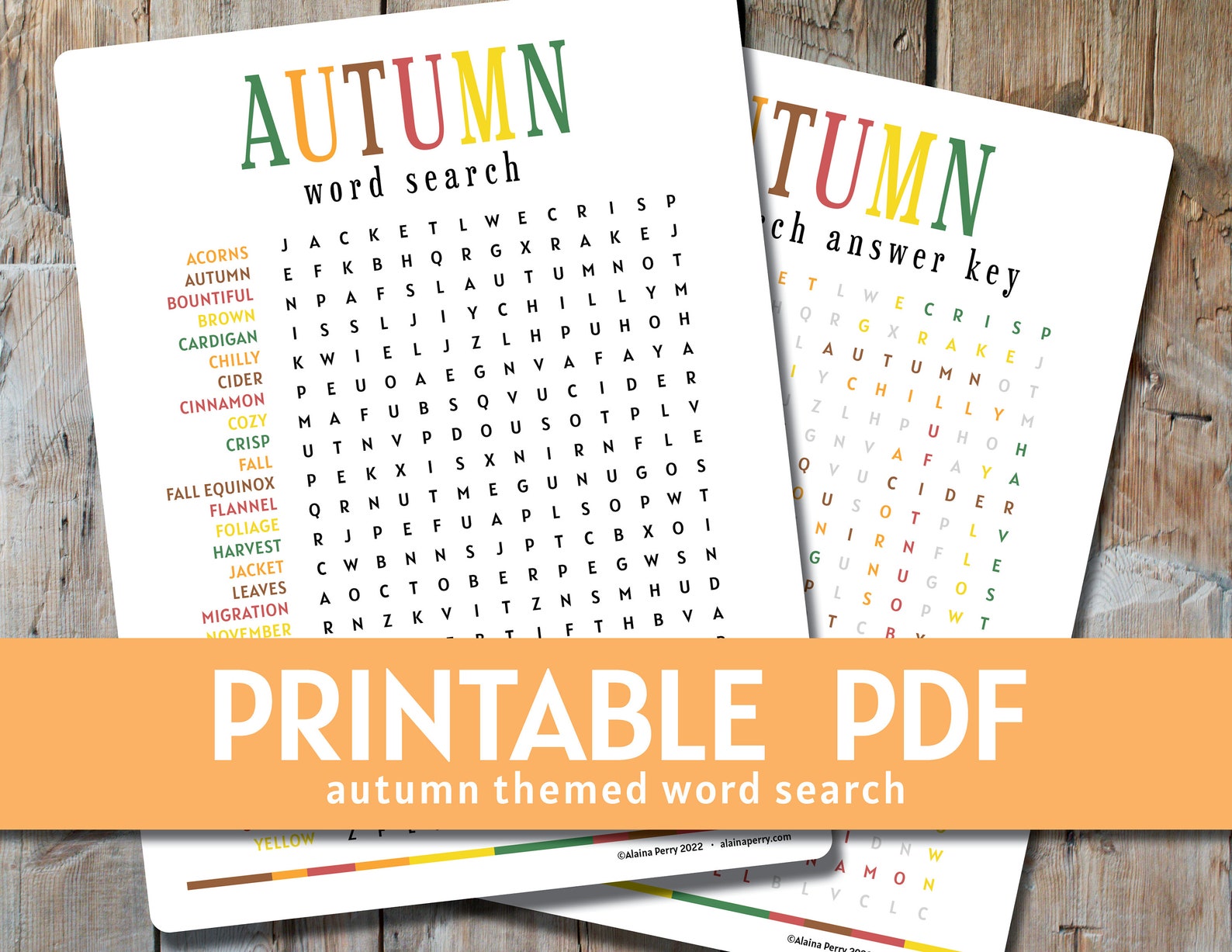 Autumn / Fall Word Search - Printable - Etsy