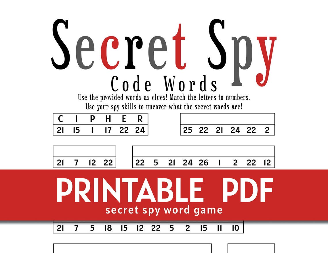 Secret Spy Word Game - Printable - Etsy