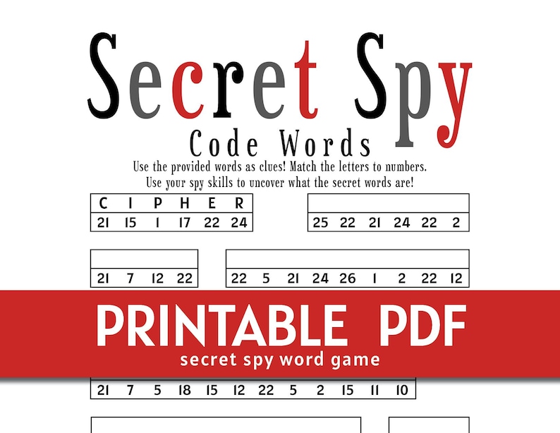 Secret Spy Word Game - Printable - Etsy