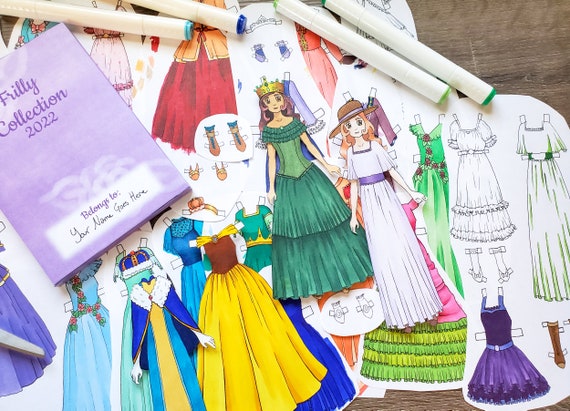 Paper Doll Print & Color Frilly Collection - Etsy