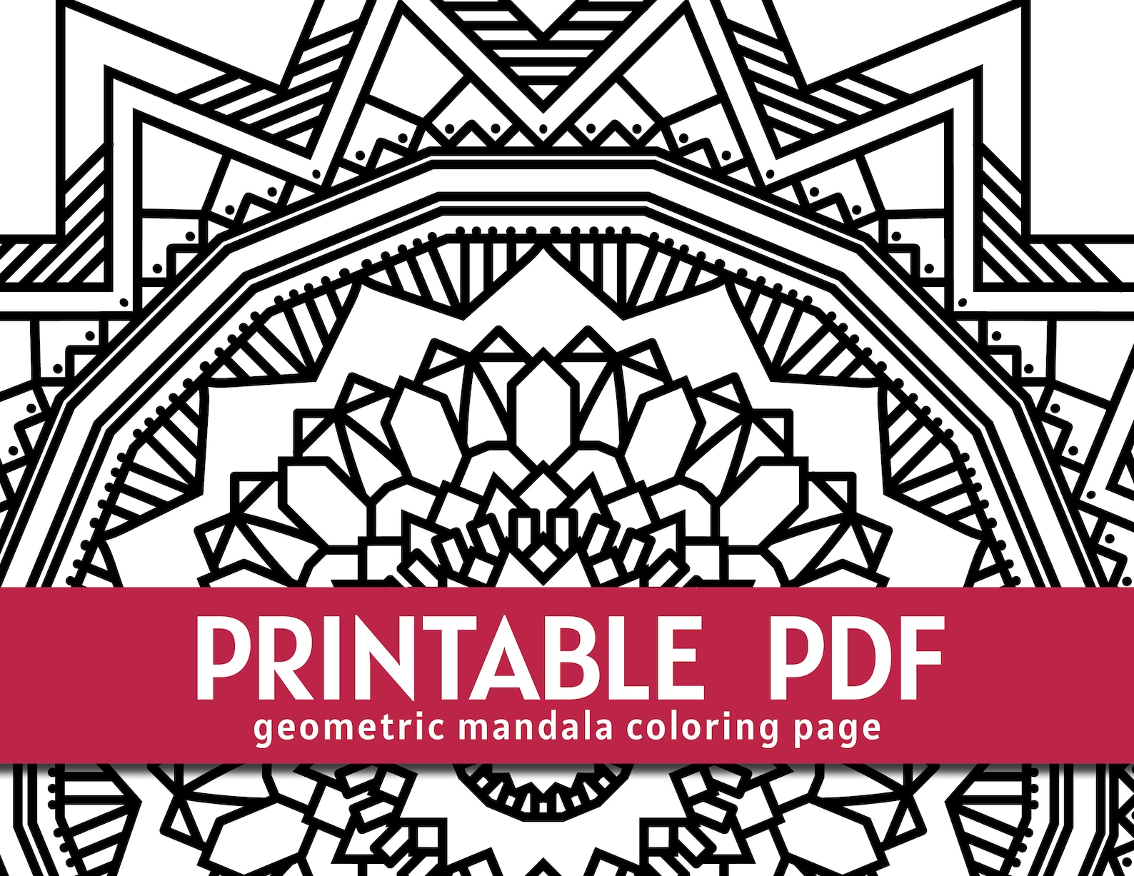 Geometric Mandala Coloring Page Printable - Etsy