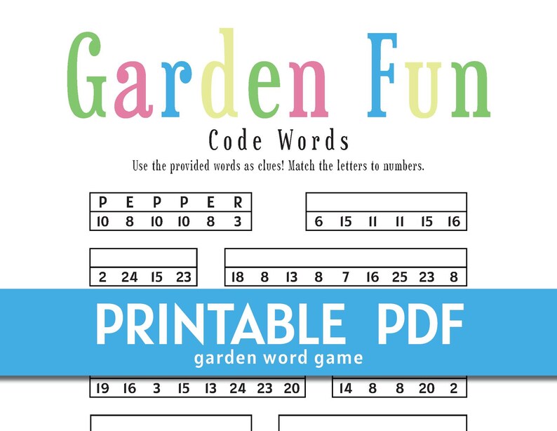 Garden Fun Word Game - Printable - Etsy