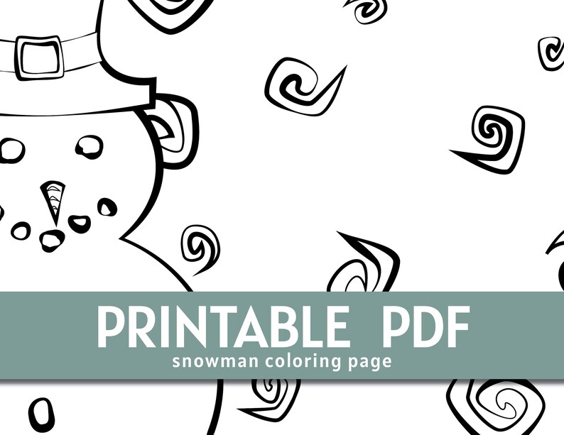 Snowman Coloring Page - Printable PDF - Etsy