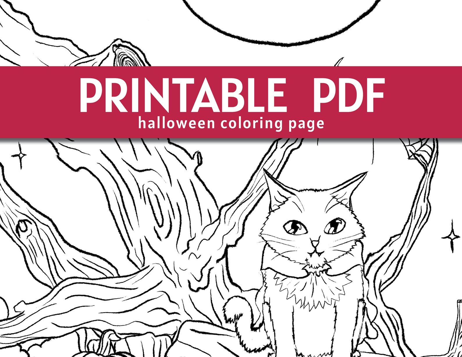 Vampire Cat Halloween Coloring Page - Printable - Etsy