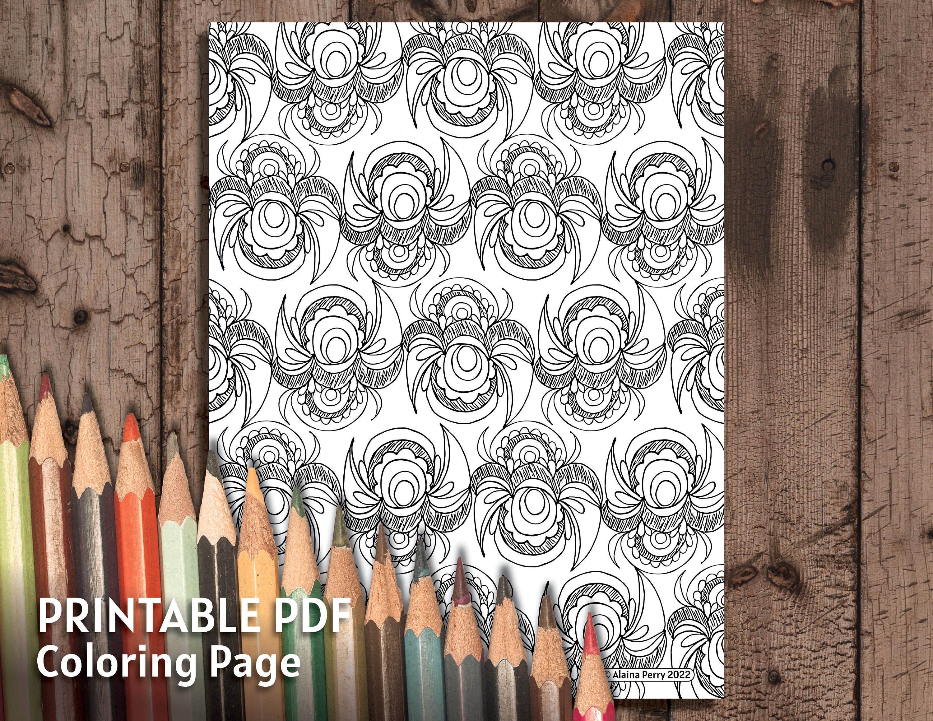 Doodle Pattern Printable Coloring Page - Etsy
