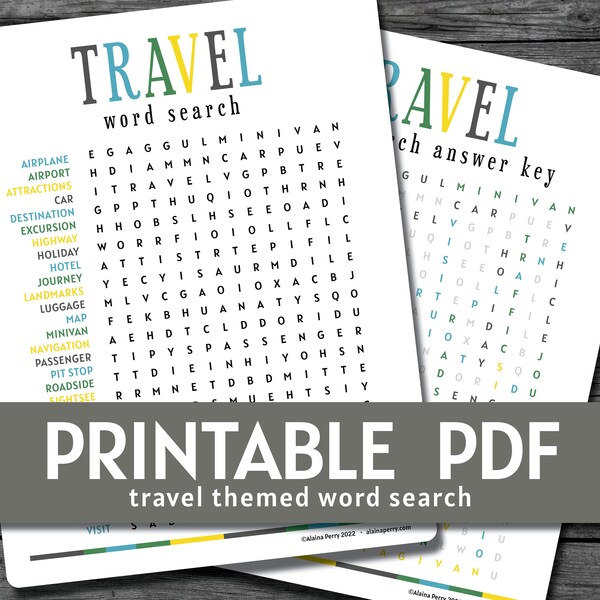 Travel Themed Word Search - Etsy