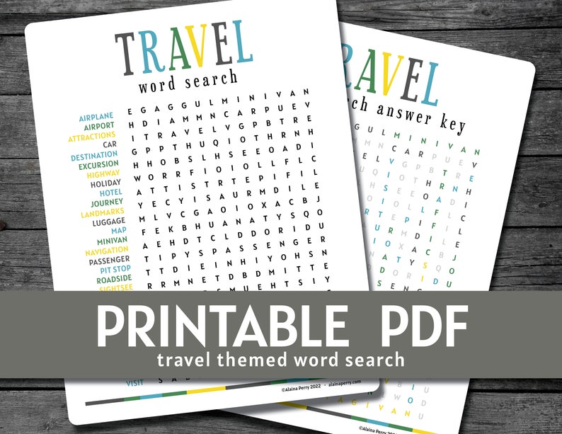 Travel Word Search - Printable - Etsy