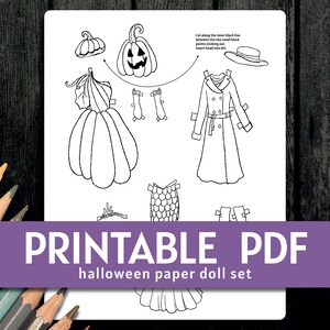 Halloween Paper Doll Printable Coloring Page - Halloween Collection ...