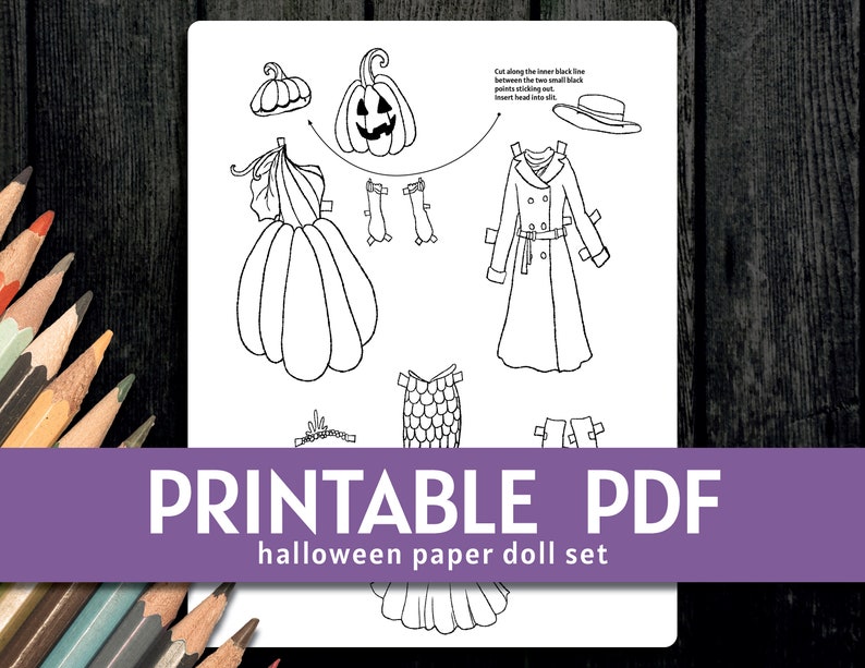 Halloween Paper Doll Printable Coloring Page - Halloween Collection ...