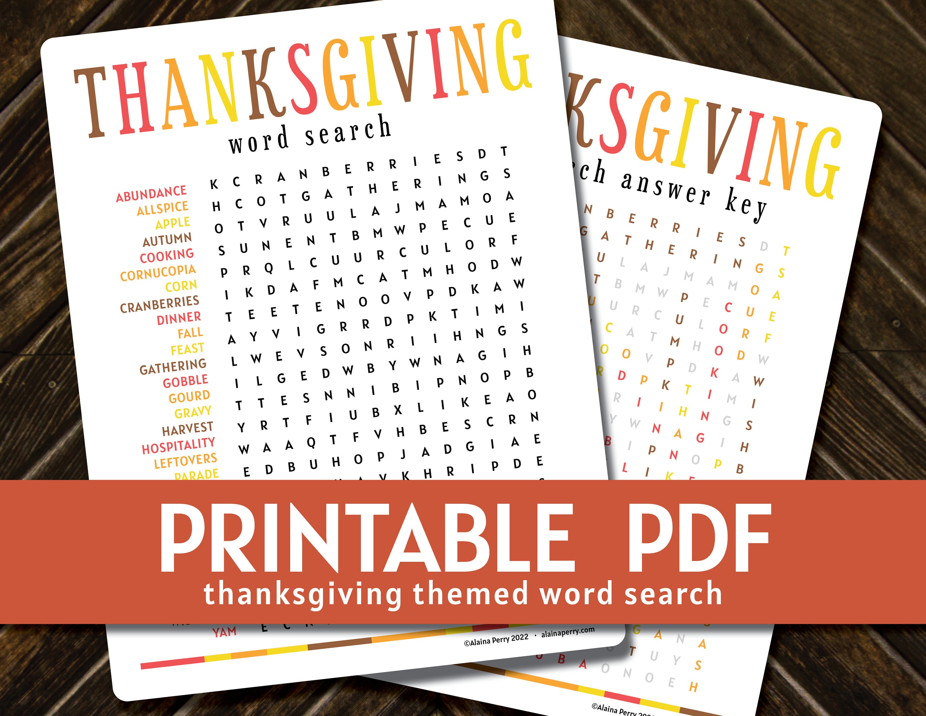 Thanksgiving Word Search - Printable - Etsy