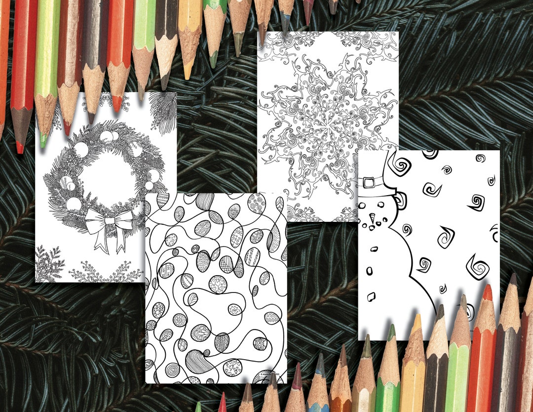 Festive Christmas Winter Printable Coloring Pages - Etsy