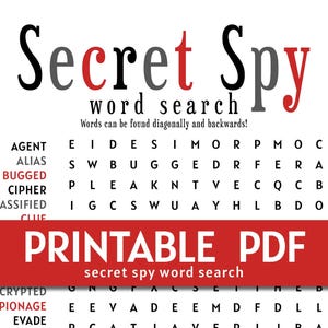 Secret Spy Word Search - Printable - Etsy