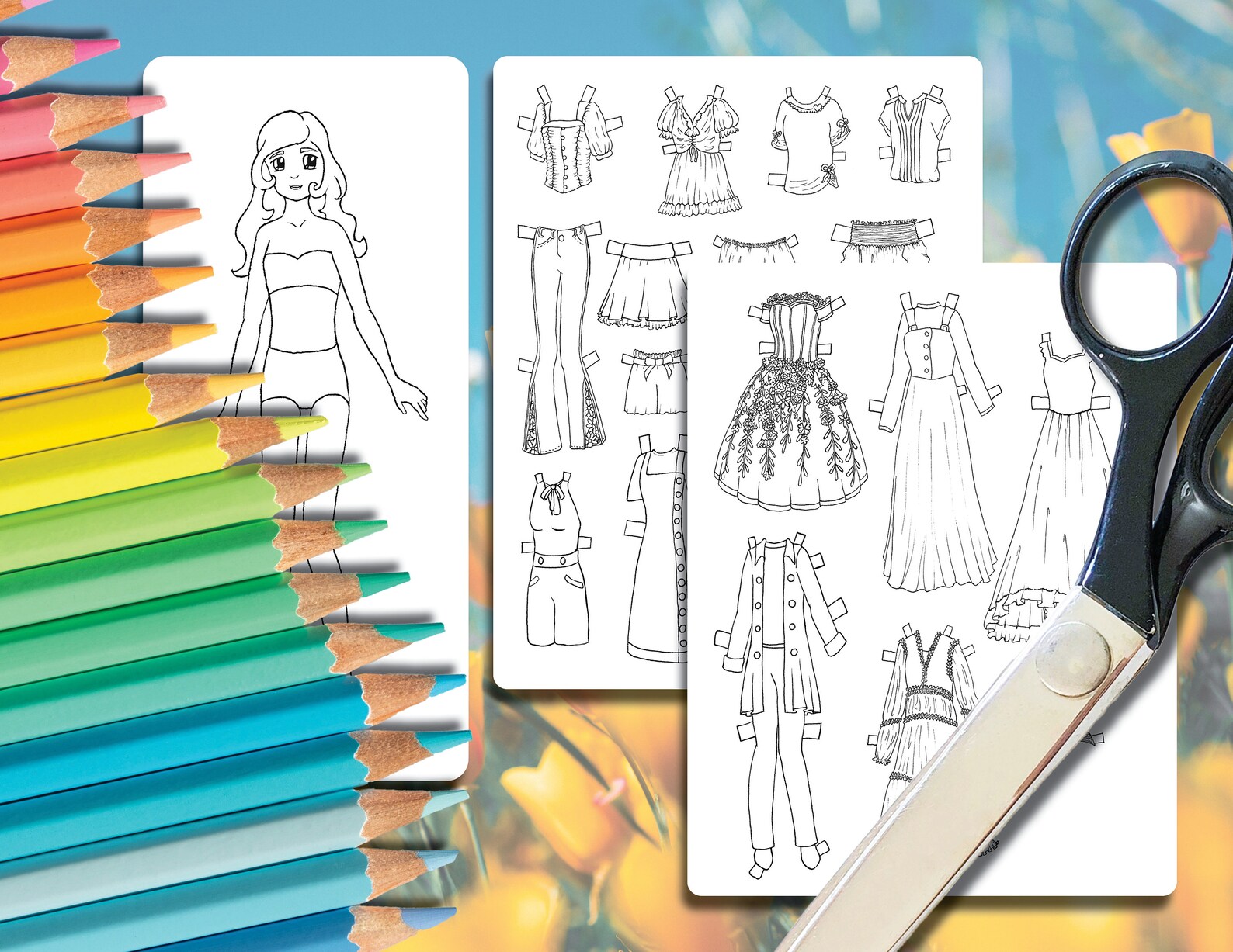 Printable Paper Doll Ausmalbild Frühling Set - Digital Download - Etsy.de