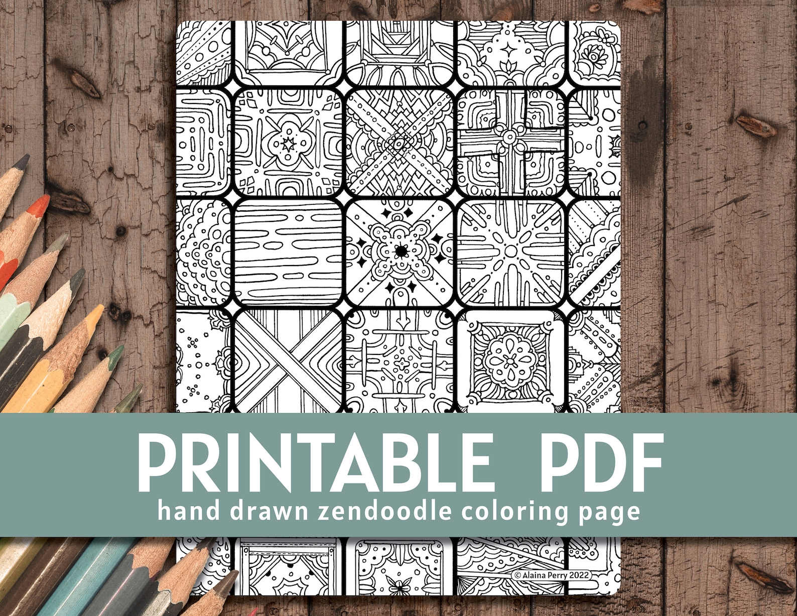 Zen Doodle Squares Coloring Page - Hand Drawn - Etsy