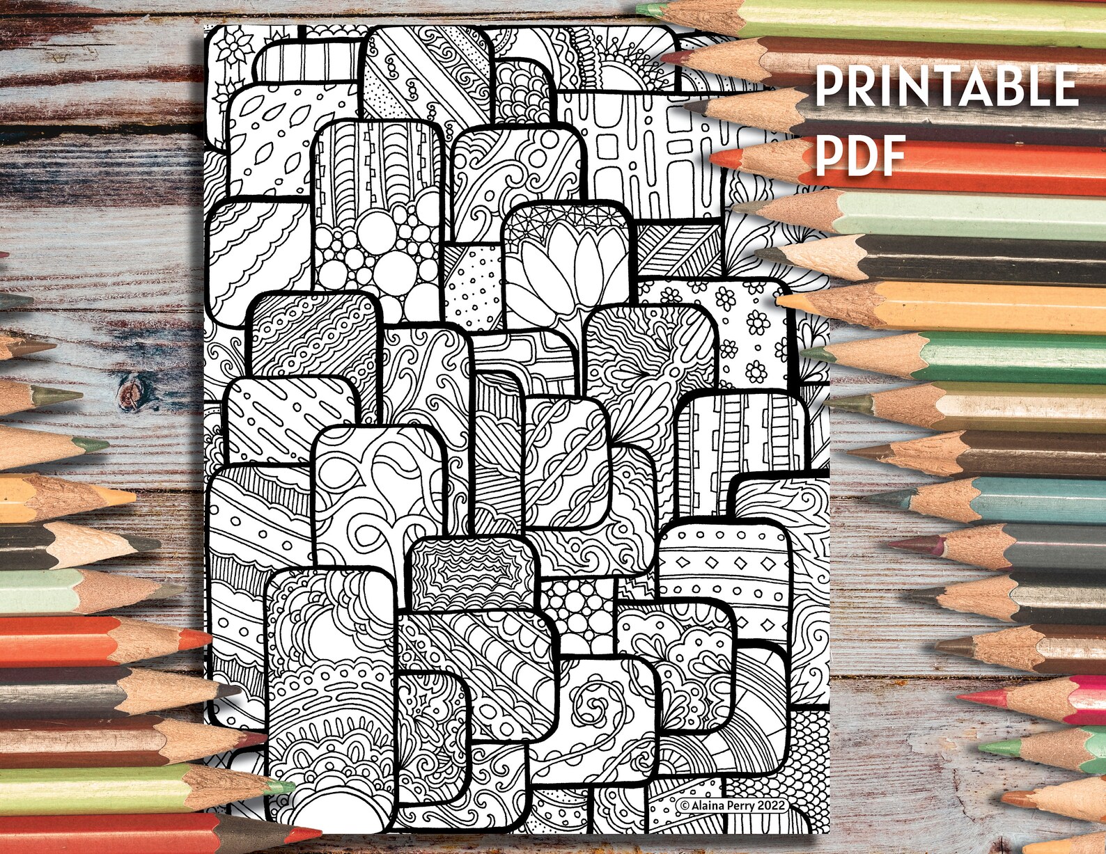 Doodle Coloring Page Adult Coloring Digital Download - Etsy