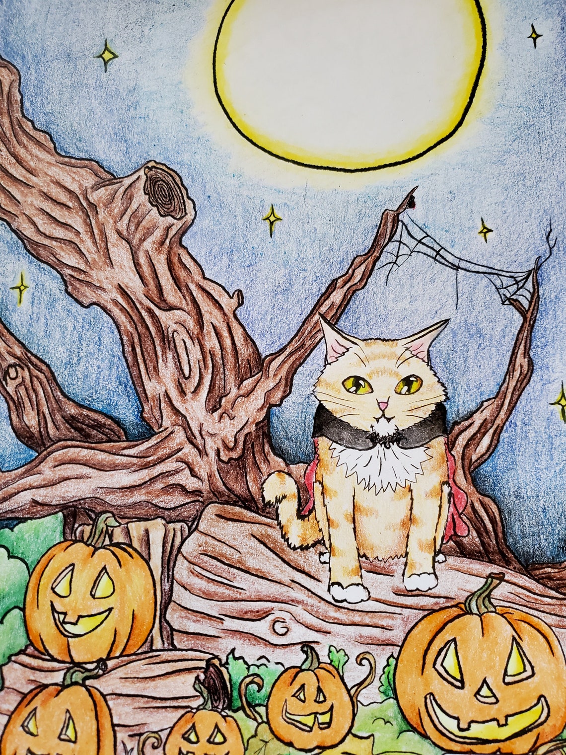 Vampire Cat Halloween Coloring Page - Printable - Etsy