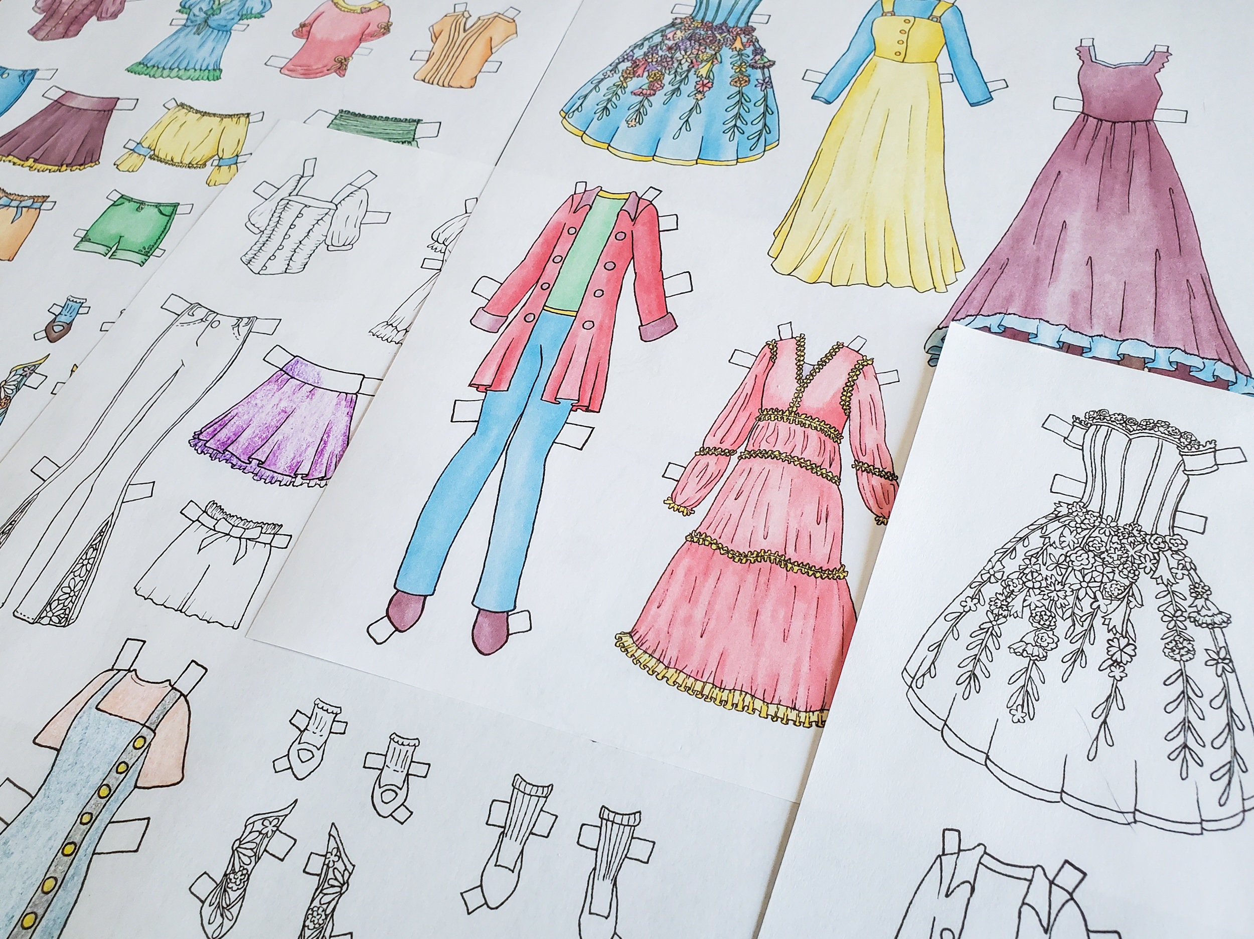 Printable Paper Doll Coloring Spring Set Digital Download - Etsy