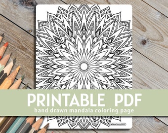Floral Mandala Coloring Page, Intricate Flower Line Art, Detailed ...