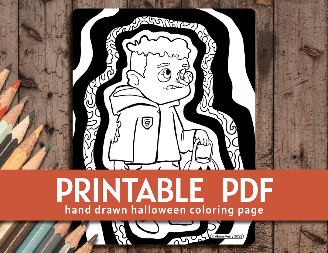 Halloween Zombie Coloring Page - Printable - Etsy