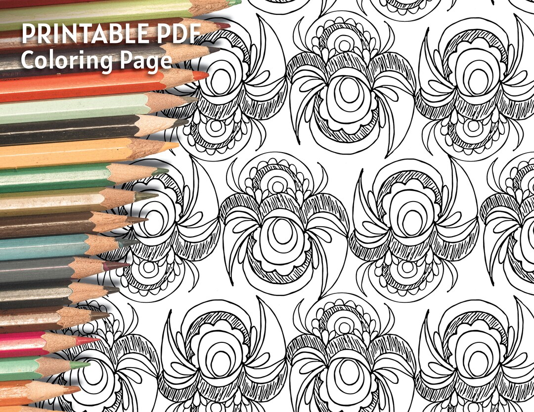 Doodle Pattern Printable Coloring Page - Etsy