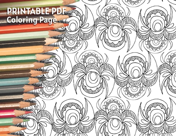 Doodle Pattern Printable Coloring Page - Etsy