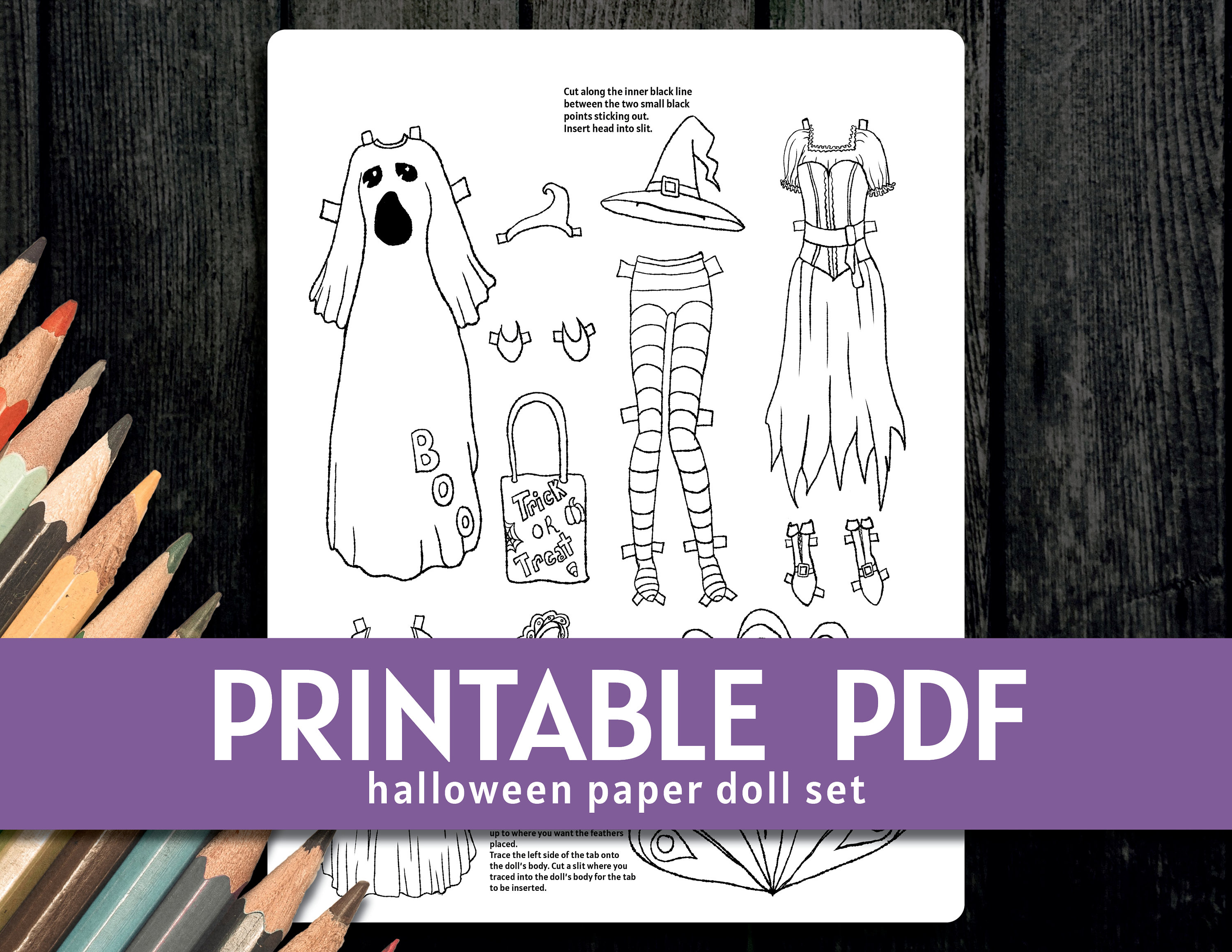 Halloween Paper Doll Printable Coloring Page Halloween Collection 2022 ...