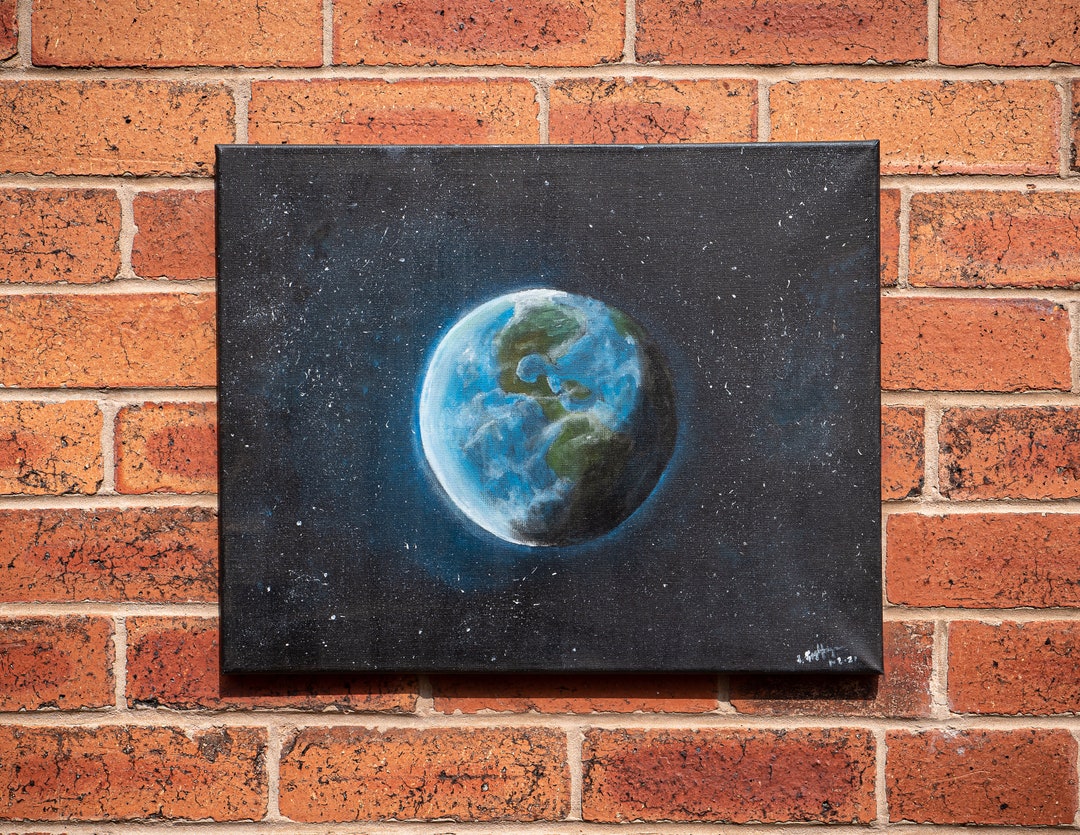 Terra Original Acrylic Painting of Planet Earth on Canvas - Etsy