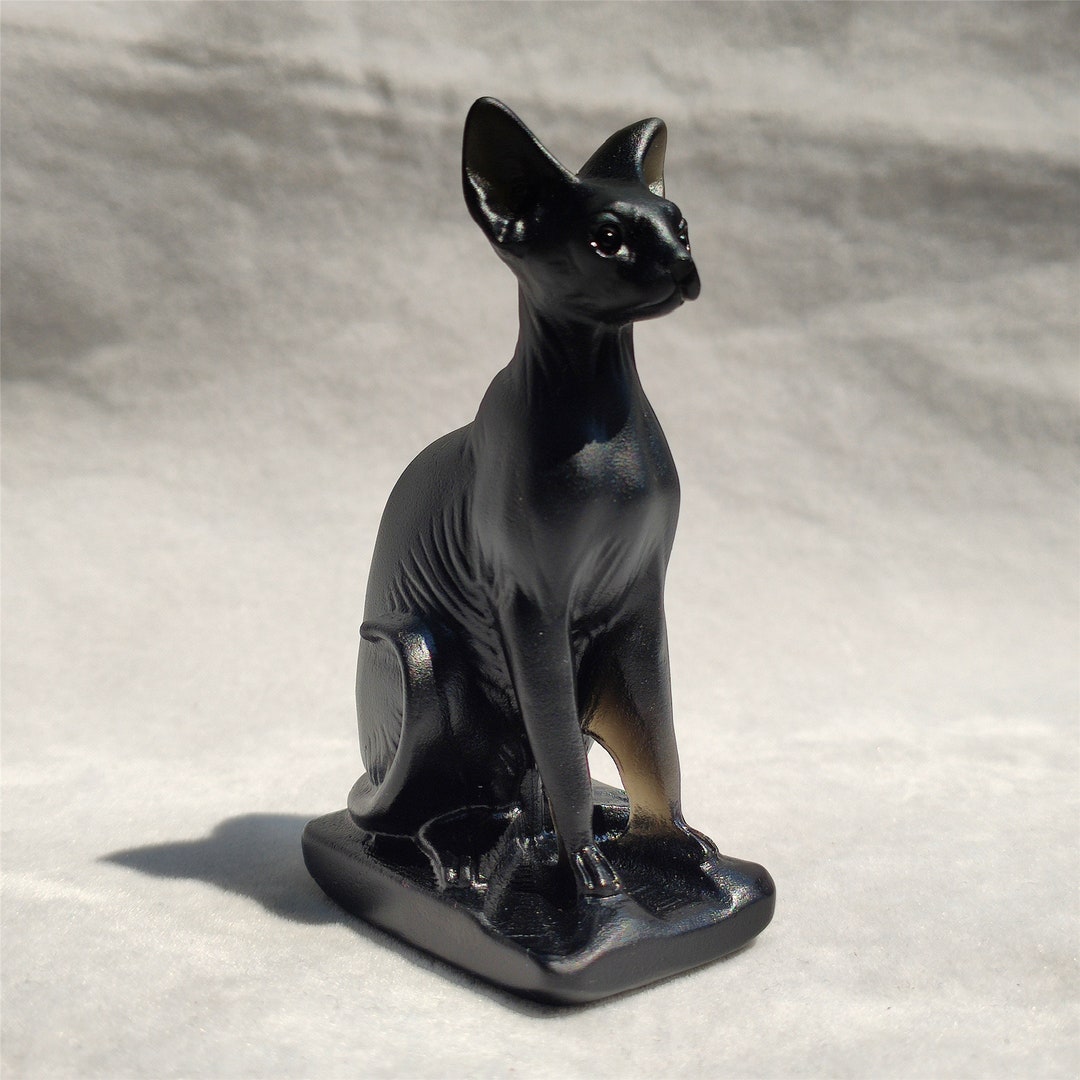 1pc Natural Obsidian Sphynx Cat,quartz Crystal Cat,crystal Animal ...