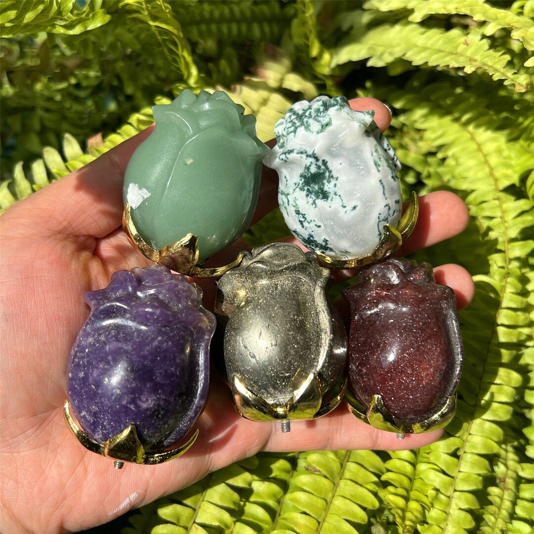 A Natural Hand Quartz Rose Flower,quartz Jasper Crystal Flowers Carved ...