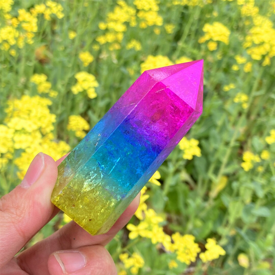 Red/yellow/blue Titanium Rainbow Obelisk,quartz Tower,crystal Point ...