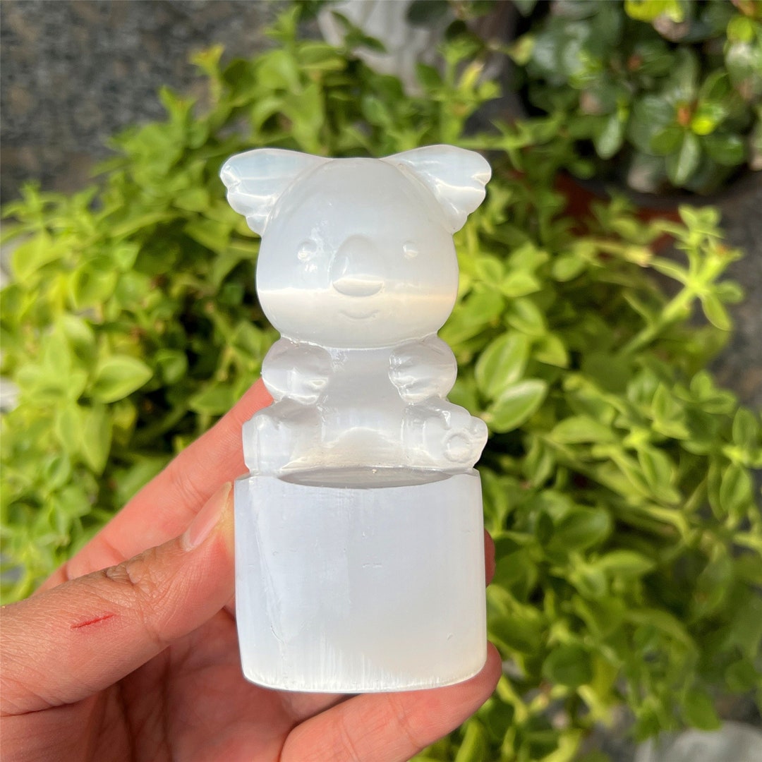 4inch Natural Hand Selenite Bear Carved,quartz Animal Sculpture Crystal ...