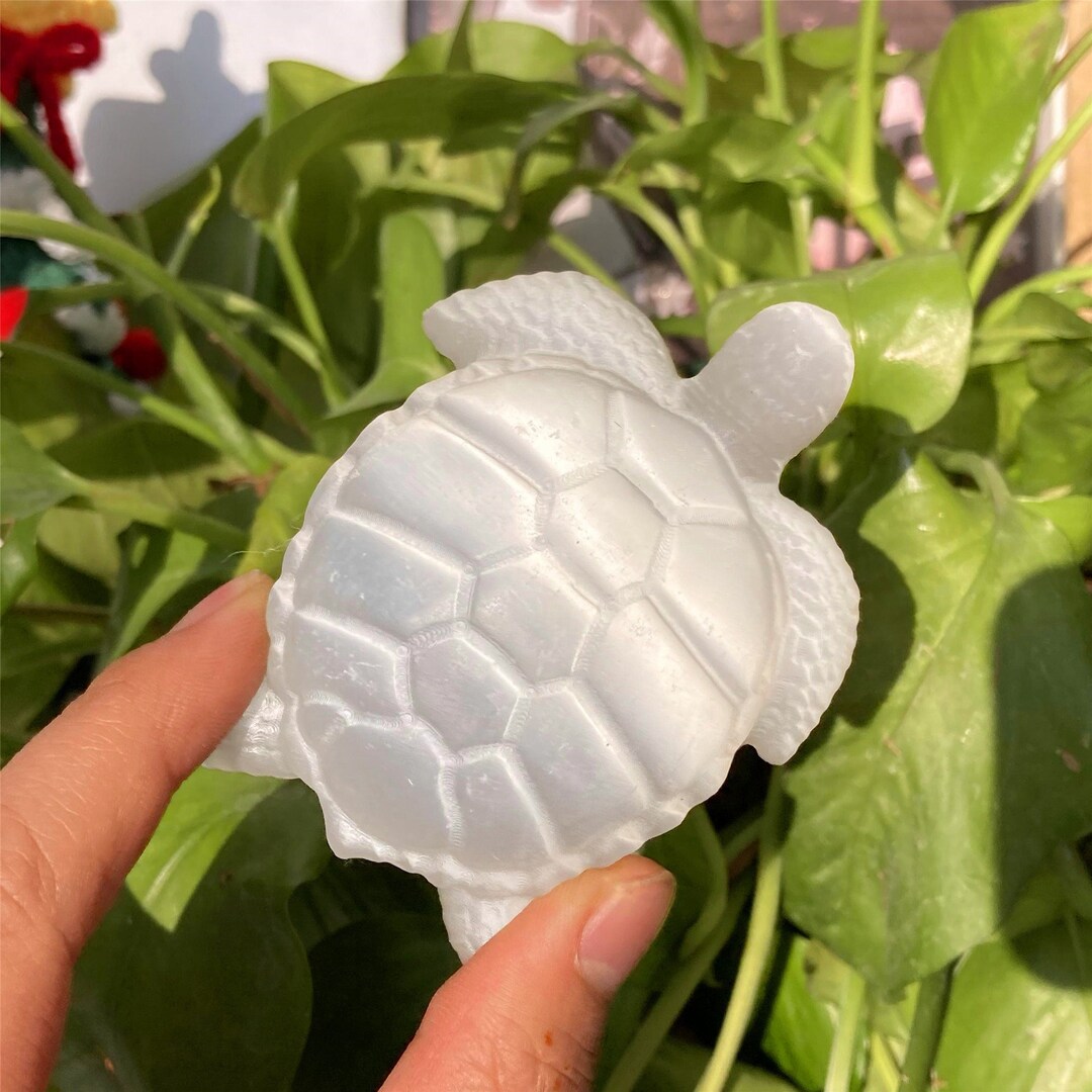 3inch Natural Hand Selenite Sea Turtle Carved,quartz Crystal Tortoise ...
