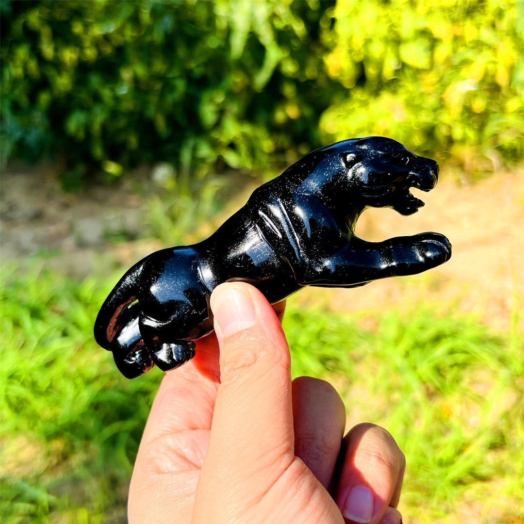 4.4inch Natural Hand Obsidian Leopard Sculpturecrystal - Etsy