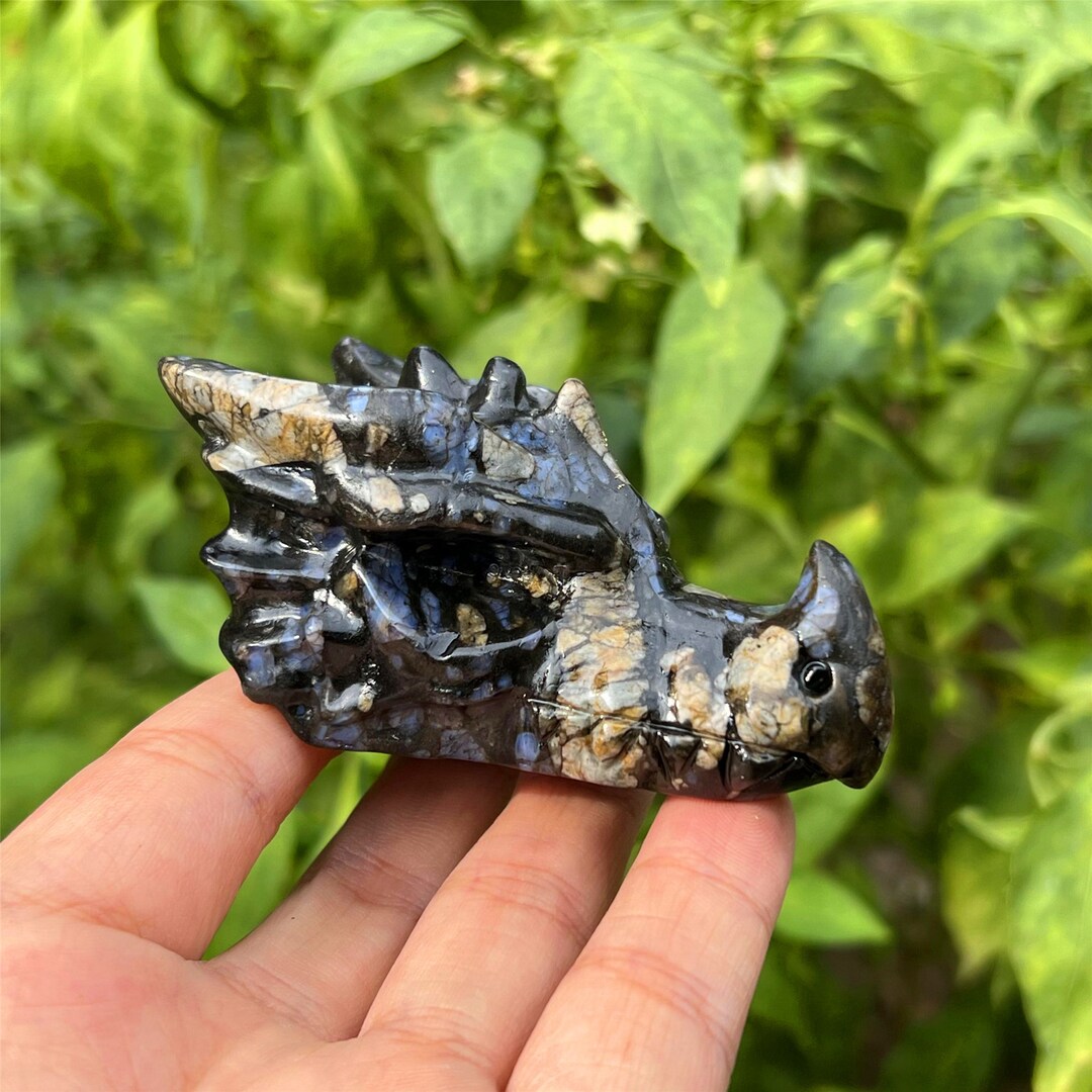 3inch Natural Hand Llanite Dragon King Skull,quartz Crystal Carved ...